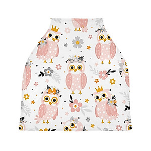 Nursing Cover Breastfeeding Scarf Pink Cute Owl Print- Baby Car Seat Covers, Stroller Cover, Carseat Canopy(8rh3c)