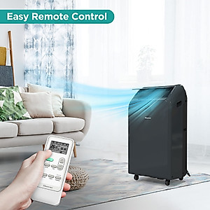 Hisense Portable Air Conditioner 9,000 BTU Cooling Dehumidifier Fan for Rooms up to 400 sq.ft, Remote Control, Long Distance Air Flow, Black