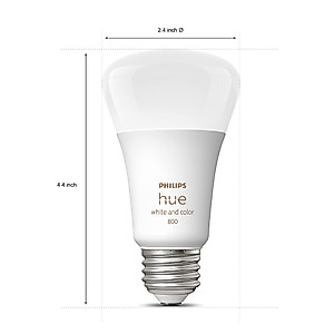 Philips Hue MAIN-54158 White & Color Ambiance LED Starter Kit-3 Multicolor A19 Bulbs, Bridge and Hue Dimmer Switch (Gen 3-Richer Colors), 1 Count (Pack of 1), Multi