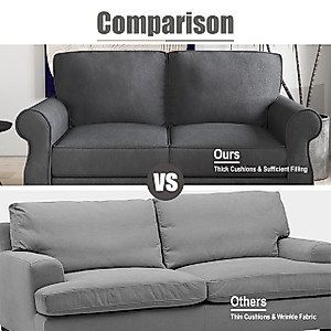 Yattem 56” Loveseat Sofa Couch: Modern Small Dark Gray Velvet Loveseat Sofa Couch - Small Space Saving Modern Upholstered 2 Seater Love Seat Sofa Couch for Living Room Bedroom Apartment Small Space