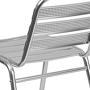 Flash Furniture 4 Pack Commercial Aluminum Indoor-Outdoor Restaurant Stack Chair with Triple Slat Back