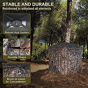 Seeutek Hunting Blind, See Through Hunting Blinds 270 Degree with Carrying Bag, 3 Person Pop Up Ground Blinds for Deer Hunting, Portable Durable Deer Blind for Hunting.