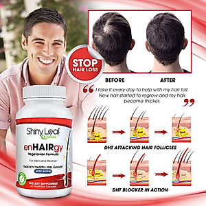 DHT Blocker Shampoo and Conditioner for Hair Loss with Biotin for Men, Women, Anti-Hair Loss Treatment for Thinning Hair, for Hair Growth and Regrowth (Shampoo+Conditioner+enHAIRgy Bundle)