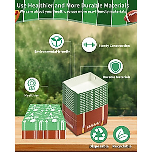 YAYIP 50 Pack Paper Food Trays Disposable with Football Style, Nacho Trays and Hot Dog Tray with Grease Resistant Liner Papers Waxed Deli Sheets for Movie Night Supplies, Food Serving Boats for Snacks