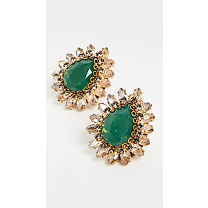 Deepa Gurnani Women's Deepa by Deepa Gurnani Leesha Brass Earrings, Emerald, Green, One Size