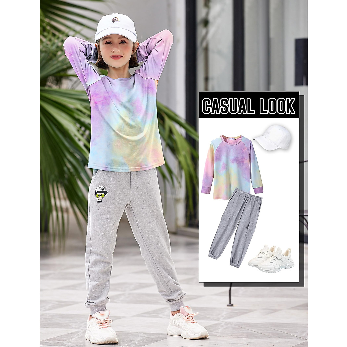 Arshiner Kids Girls Tie Dye Long Sleeve Casual Loose Crewneck Sweatshirts for 4-5T