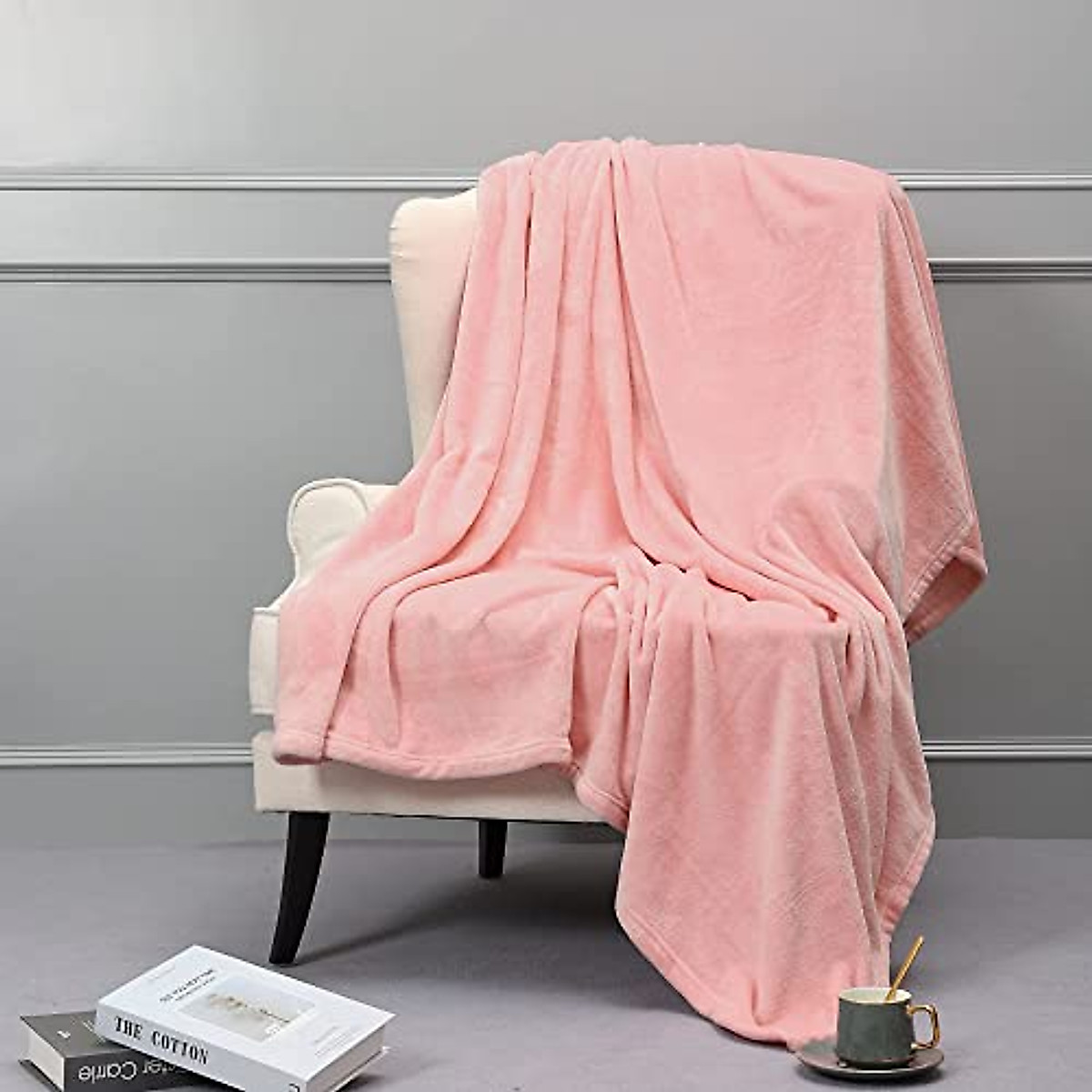 NANPIPER Fleece Blankets, Super Soft Flannel King Size Blanket for Bed, Luxury Cozy Microfiber Plush Fuzzy Blanket,Pink