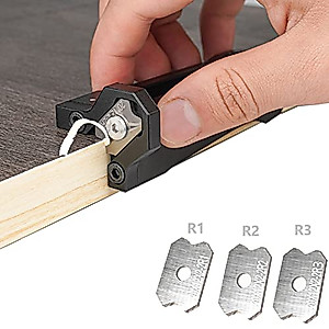 Fewb Chamfer Edge Plane, Manual Woodworking Veneer Edge Banding Trimmer with 3 Blades, Arc Wood Edge Corner Flattening Cutter Hand Planer Scraper Tool for Edge Trimming