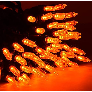 Orange LED Halloween String Lights 100 Outdoor Indoor Mini Christmas Tree Lights Set 26.9 Ft Black Wire Halloween Harvest Fall Lighting Holiday Décor Decorations