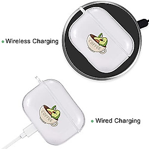 Idocolors Cartoon AirPods Case Compatible with AirPods Pro/3 for Girls Boys,Cute Creative Cases,Clear Smooth TPU Silicone Shockproof Dustproof Cover, Avocado Pattern Case with Keychain