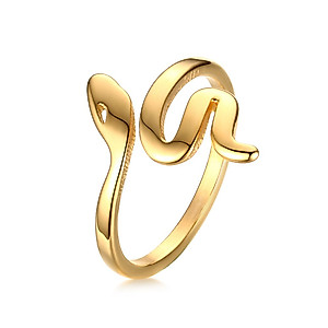 Ximi Jewelry Stainless Steel Fashion Snake Rings for Womens,Gold Plated,Size6-8 (8)