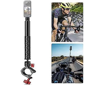 Motorcycle Bike Selfie Stick Handlebar Mount, Bicycle Motorcycle Clamp Mount Selfie Stick for Insta360 X3 X2 X ONE RS R, GoPro, Perfect for Cycling Videos, Third-Person Bike Handlebar Mount Camera