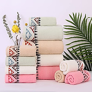 Pidada Hand Towels Set of 2 Indian Geometric Pattern 100% Cotton Soft Decorative Towel for Bathroom 13.4 x 29.5 Inch (Brown)