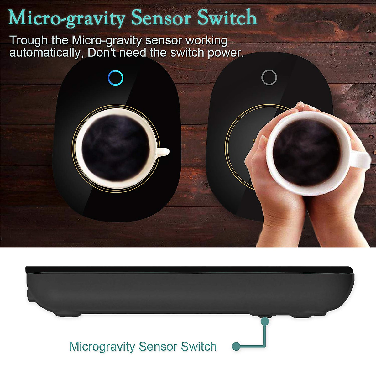 Mug Warmer Coffee Warmer with Automatic Shut Off to Keep Temperature Up to 131℉/ 55℃ Safely Use for Office/Home to Warm Coffee Tea Milk Candle Heating Wax (Black)