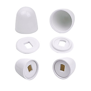 4 Pieces Toilet Bolts Caps, A.I.FORCE Toilet Bolt Covers, Universal Toilet Floor Caps with Extra Washers for Easy Installation, Plastic Round Push-On Toilet Bowl Bolt Caps Covers, 1.44" Height, Almond