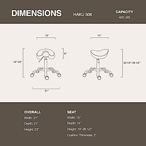 DR.LOMILOMI Pneumatic Swivel Rolling Stool 506 for Hygienic Clinic Spa Massage Home and Office