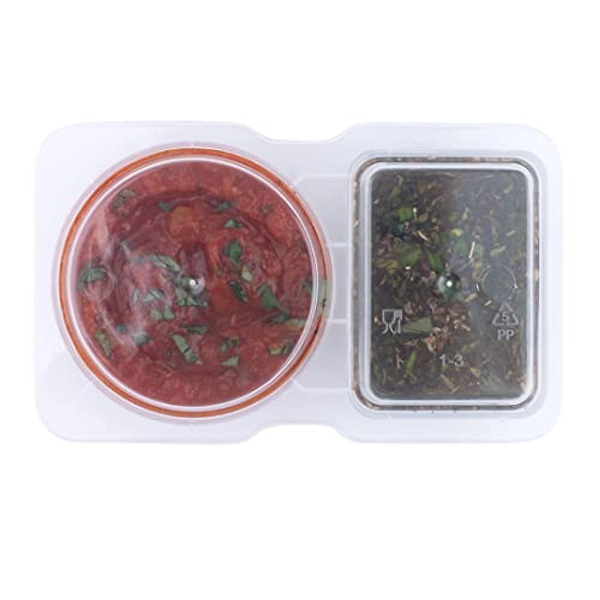 Restaurantware Futura 5 Ounce Snack Containers 100 Microwavable Sauce Containers - 2 Compartments Hinged Lid Clear Plastic Portion Cups For Condiments Or Dips