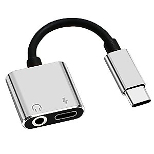 kdhgoo 1PC Headphone Adapter for Type C Port, 2 in 1 Adapter to 3.5mm AUX Audio and Charger Splitter, Compatible with Phone Tablet Computer, Support Android