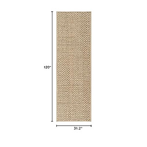 SAFAVIEH Natural Fiber Collection Runner Rug - 2'6" x 10', Natural & Beige, Border Basketweave Seagrass Design, Easy Care, Ideal for High Traffic Areas in Living Room, Bedroom (NF118A)