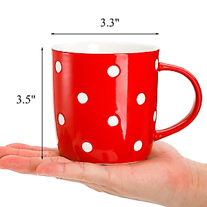 Elsjoy 6 Pack Polka Dot Coffee Mugs, 12 Oz Ceramic Coffee Mugs Colorful Porcelain Mug Set for Coffee, Tea, Milk, Hot Chocolate