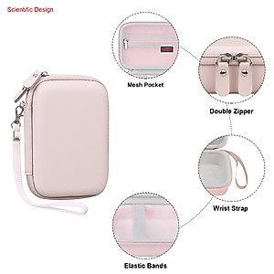 Elonbo Carrying Case Compatible with BRONA/Vicbear/HuiJuKeJi/Notebuddy/lazycozy Mini Sticker Printer, Bluetooth Smart Receipt Photo Printer Travel Bag, Inkless Thermal Printer Holder, Pink