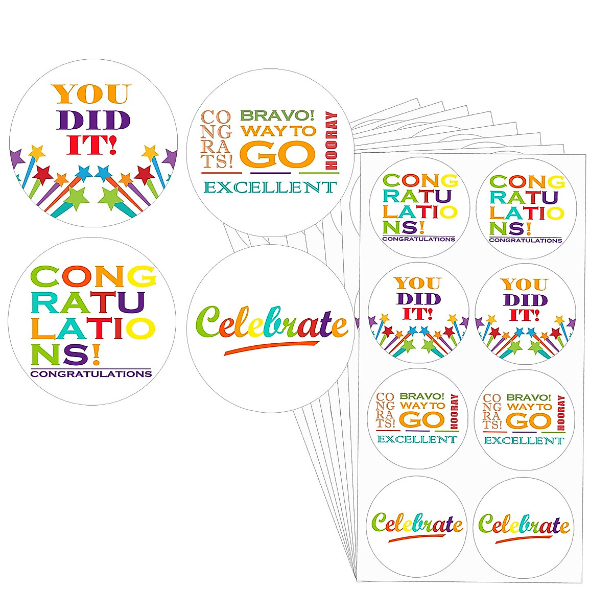 Congratulations Stickers Assortment Congrats Envelopes Seals,Graduation,Encouragement Labels for Men,Women,and Kids,2 Inch 504 Pcs