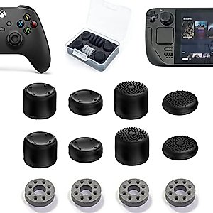 ZHI-NYLLDJS FPS Thumb Grip Caps Set for Steam Deck Silicone Thumbsticks Grips Joystick Caps for Steam Deck,for Xbox One (Series X, S) Controller Stick Caps(8pcs) Precision Rings(4pcs)
