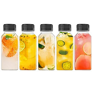 5 Pcs 8 Oz Plastic Juice Bottles Empty Clear Containers with Tamper Proof Lids for Juice, Milk and Other Beverage