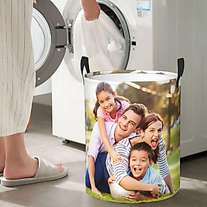Custom Laundry Hamper For Kids Adults Personalized Dirty Clothes Large Storage Basket Collapsible Customized Waterproof Laundry Baskets With Handle For Bathroom Living Room Bedroom Home Hotel