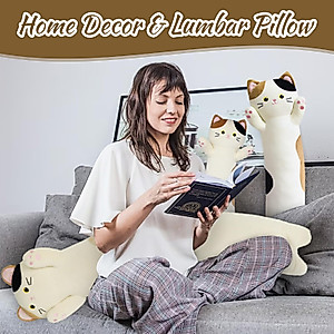 JEROKUMI Long Cat Plush Pillow, 31inch Cartoon Cat Boby Pillow Long Kitten Stuffed Animal, Soft Hugging Plush for Girls for Kids, Birthday