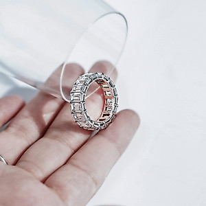 DIAMONBLISS Eternity Ring For Women 14K Yellow Gold, Rose Gold, Platinum Plated 925 Sterling Silver Infinity Band | 10.30 Carats Emerald Cut Cubic Zirconia CZ Simulated Diamond (White, 7)