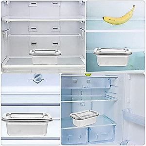 Hemoton Reusable Ice Cream Storage Containers with Lids Stainless Steel Food Keeper Freezer Box Insulated Ice Cream Tub for Refrigerator Home Made Ice Cream