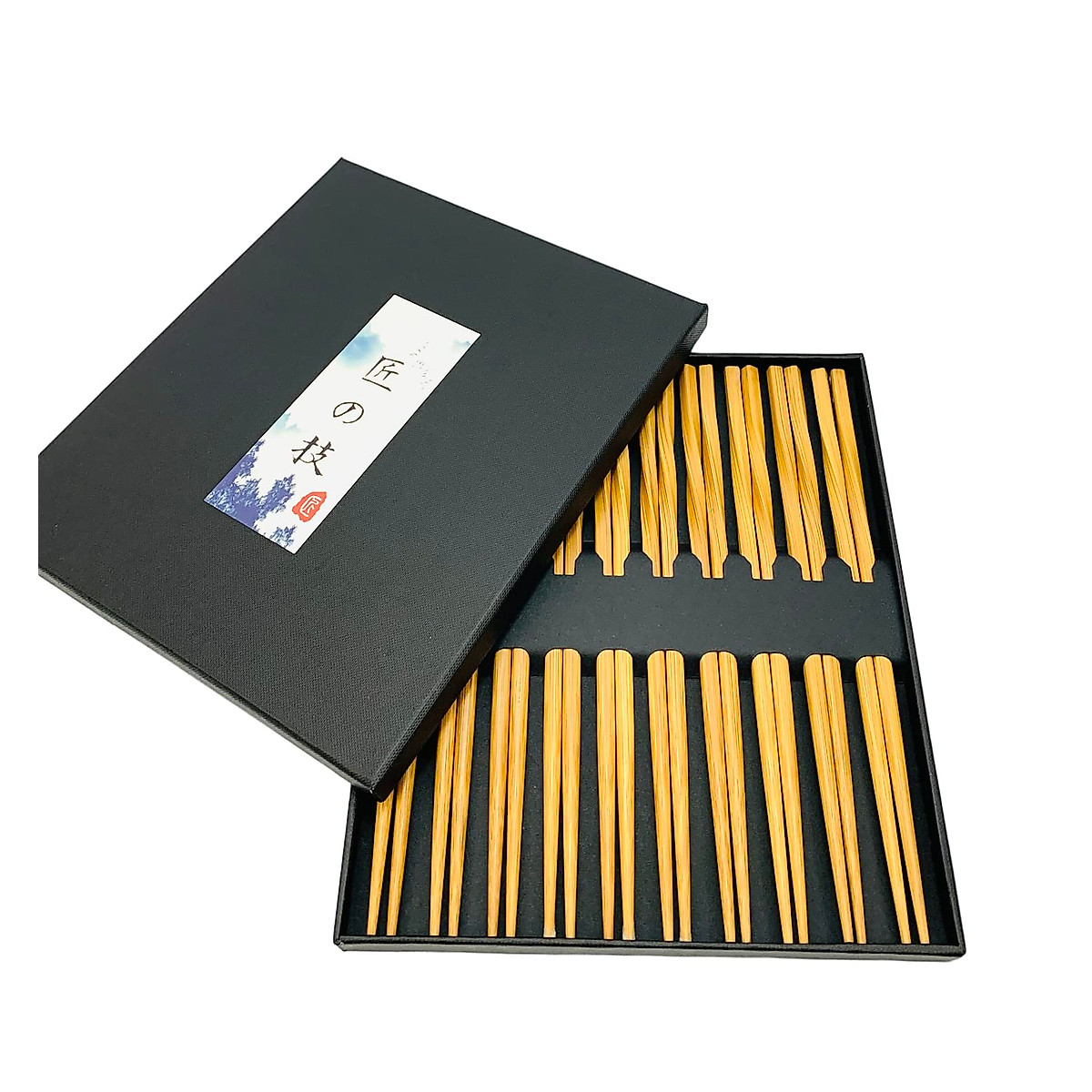 JapanBargain 4811, Bamboo Chopsticks Reusable Japanese Chinese Korean Wood Chop Sticks Hair Sticks, Dishwasher Safe, 10 Pair Gift Set