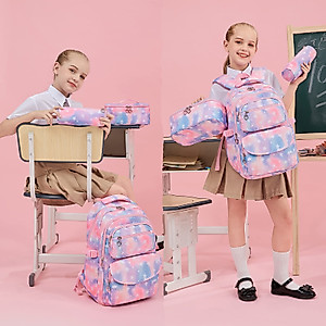 goldwheat Star Print Backpack Sets Kids Bookbag With Lunch Pack Pencil Case 3pcs, For Elementary Students Knapsack and Teens