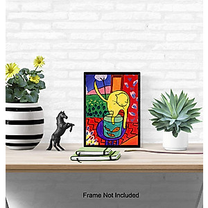 Cat Wall Decor - Boho Bohemian Decor - Matisse Poster - Cat Wall Art - Abstract Art - Mid Century Modern Wall Decor - Minimalist Wall Art - Aesthetic Room Decor - Cat Themed Gifts - Kitty Cat