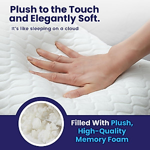 Sidney Sleep Set of 2 Queen Size Bed Pillows for Side and Back Sleepers - Adjustable Filling - Memory Foam Pillows for Neck and Shoulder Pain - Customizable Loft - Extra Foam Included (White)