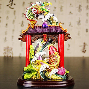 Lendonten Premium Chinese Feng Shui Decor Gifts, Home Office Tabletop Ornaments Collectible Figurines, Statues of Fishes Evolved Into A Dragon, FengShui Lucky Wealth for House