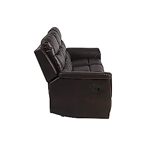 Verfur Double Recliner RV Sofa with Console |Faux Leather Motion Couch with 2 Cup Holders, 3-Seater Loveseat Couches with Flipped Middle Backrest, Home Theater Seating Living Room Furniture Sets