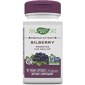 Nature's Way Bilberry Extract for Eyes with Black Elderberry*, Eye Health Supplement for Adults*, 90 Capsules