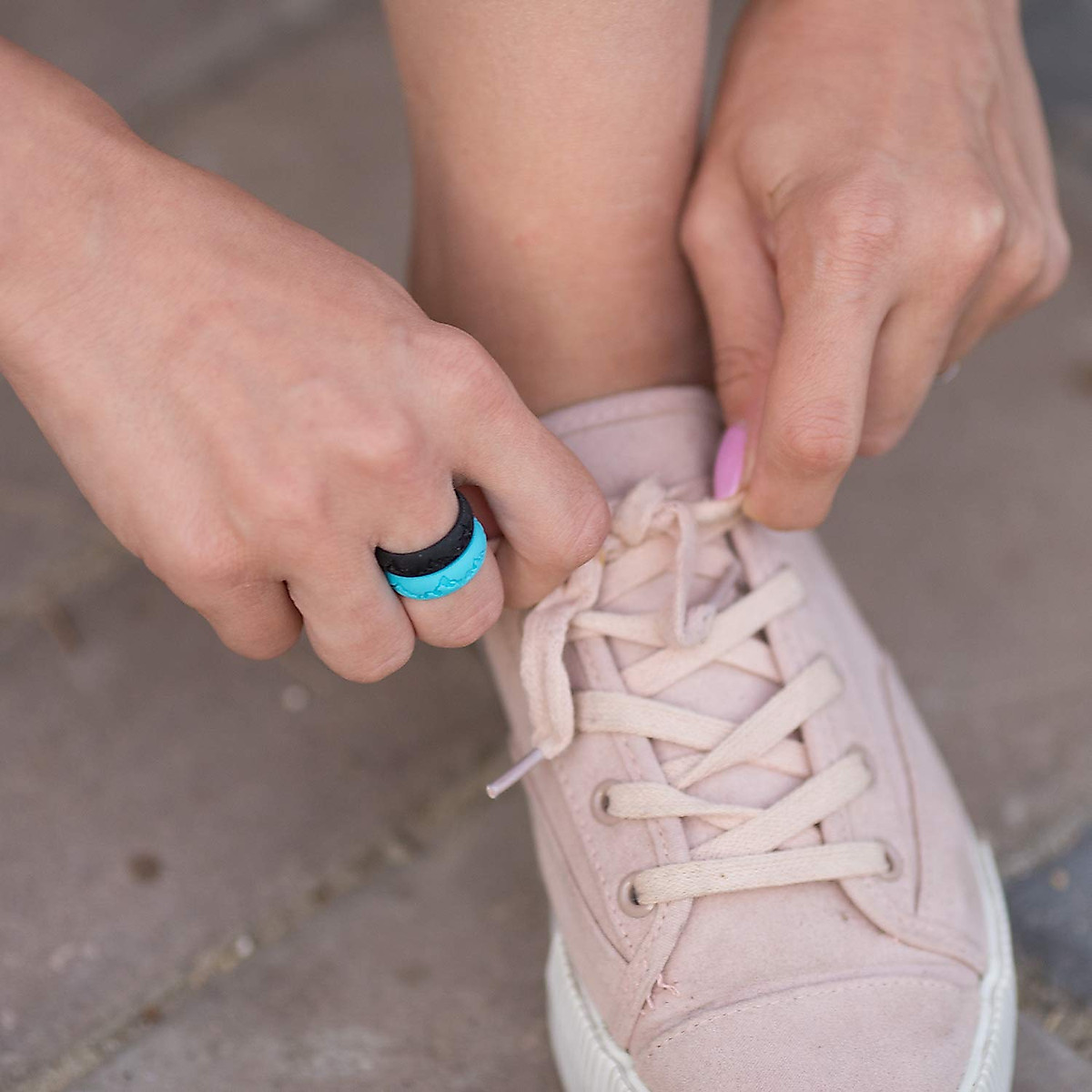 5starzz Premium Quality Silicone Wedding Ring for Women, Thin, 6mm Wide, Set of 3, Black, Grey, Ocean Blue, Size 8