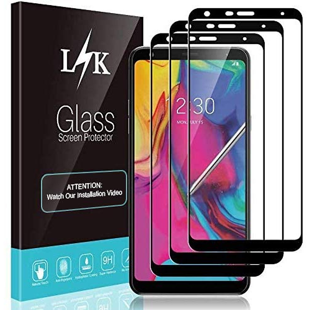 3 Pack LϟK Screen Protector Compatible for LG Stylo 6, Full Cover, Easy Installation, Bubble Free - Black