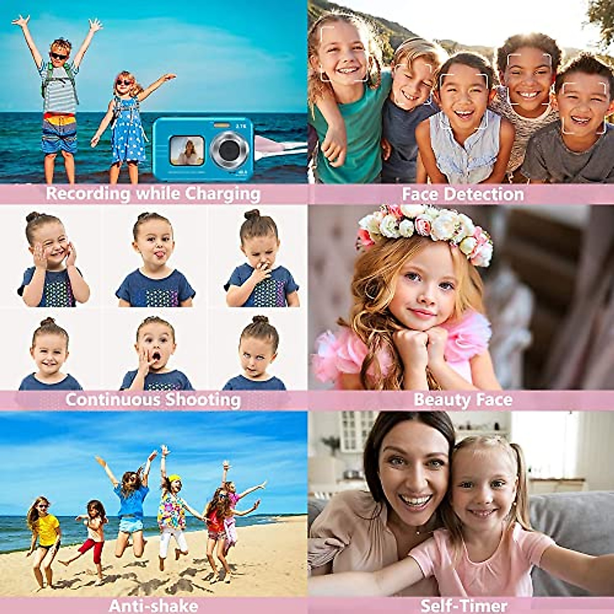 Digital Cameras for Photography Compact Waterproof Action Camera with 2.7K Ultra HD Video, 48MP Frame Grabs, Image Sensor, Live Streaming, Stabilization，Digital Camera Full HD Video Camera (Color : D