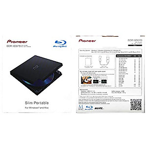 Produplicator Pioneer BDR-XD07B Portable 6X Blu-ray Burner External Drive with USB Cable - Burns CD DVD BD DL BDXL Discs