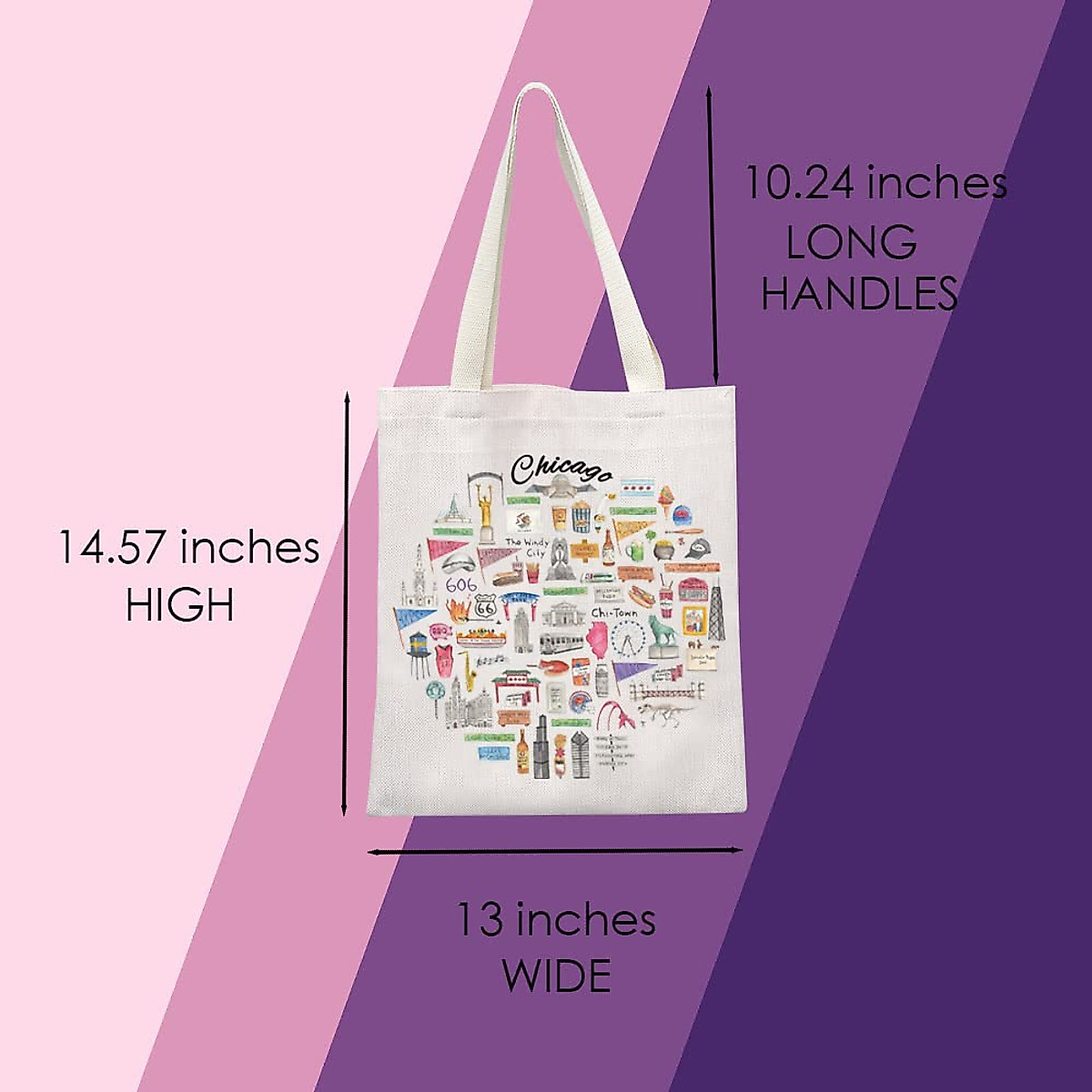 MNIGIU Chicago Tote Bag - Chicago Souvenir Gift Travel Bag - Welcome Bag