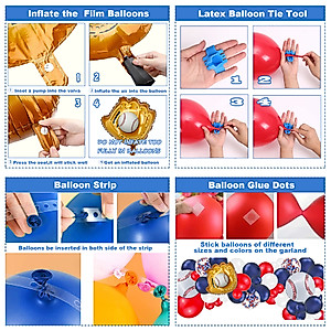 Baseball Balloon Arch Garland,146 Pcs Baseball Aluminum foil Glove Red White Navy Blue Confetti Latex Balloons for Boys Teene Sport Theme Birthday Party Baby Shower Party Decoration