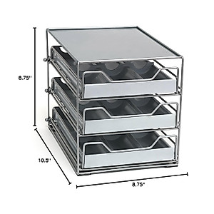 Lipper International Three-Tier Tilt Down Kitchen and Cooking Spice Drawer, Silver/Gray