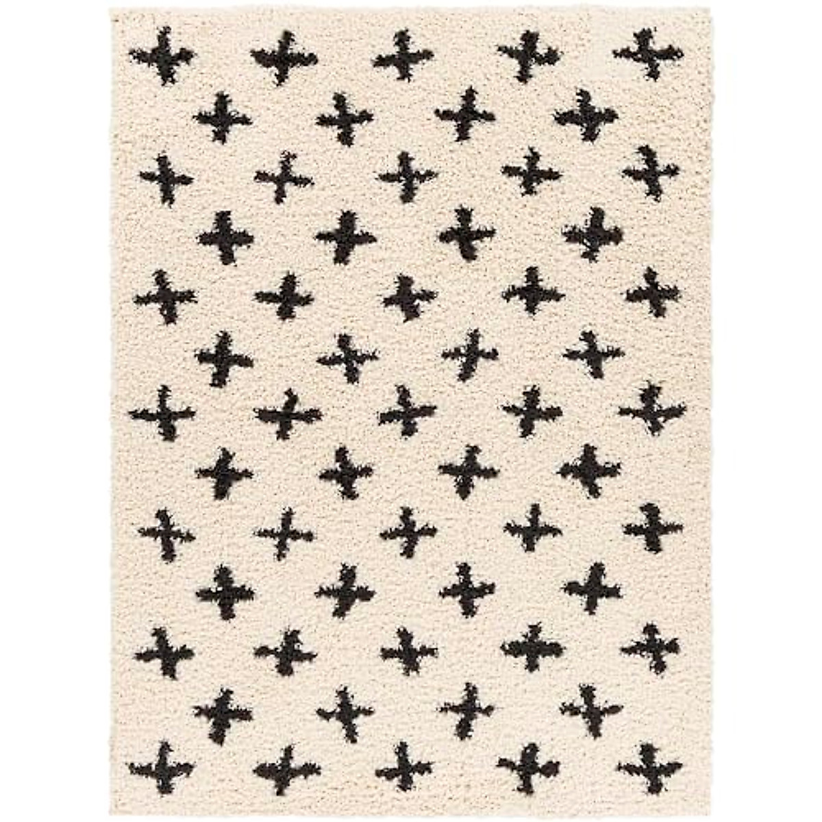 Livabliss Moroccan Soft Mora Shag Area Rug,6'7" x 9',Cream/Charcoal