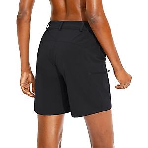 Viodia Women's 6" Hiking Golf Shorts with Zipper Pockets Quick Dry Stretch Cargo Shorts for Women Casual Summer Black