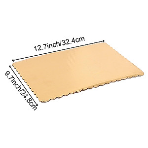ZOENHOU 36 PCS 9 x 12 Inch Rectangle Cake Board, 1/10 Inch Gold Cake Cardboard, Greaseproof Cake Base Boards, Rectangular Cake Sheet for Cake Decorating, 1 Roll Ribbon