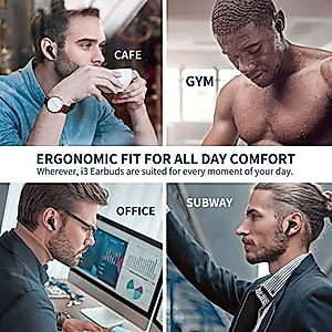 INSMY Wireless Earbuds Hybrid Active Noise Cancelling Waterproof Earphones with 6 Mics for Clear Calls Authentic Audio Big Bass, 36 Hours Playtime Bluetooth in-Ear Headphones ANC/Ambient Mode (Black)